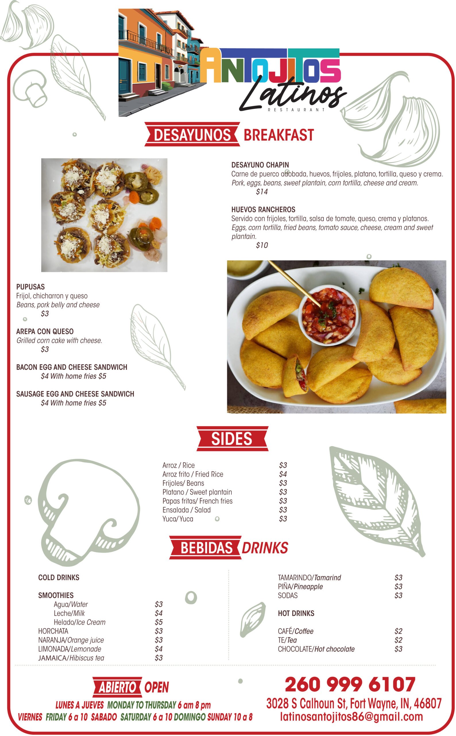 Menu - ANTOJITOS LATINOS